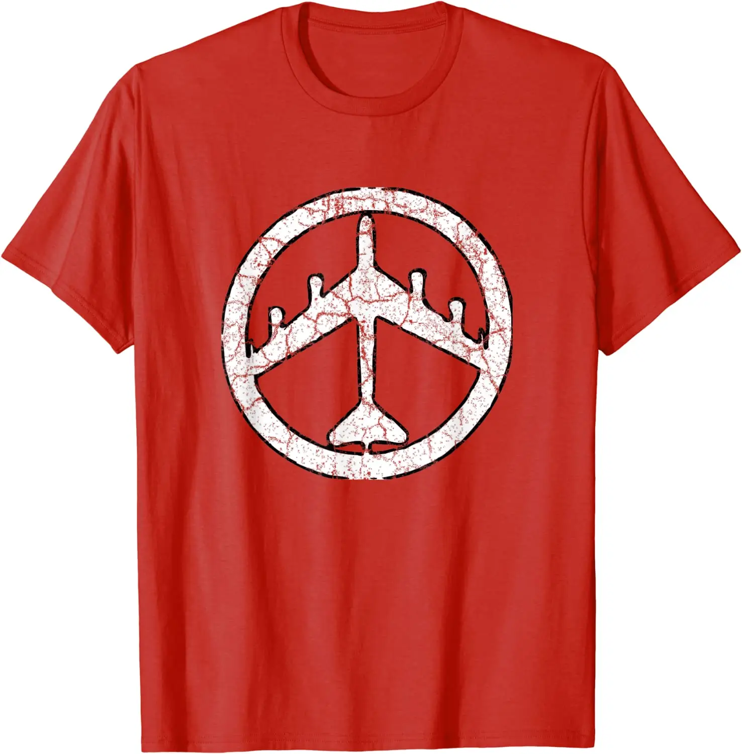 JoeHx Tees - Bomber Plane in a Peace Sign T-Shirt
