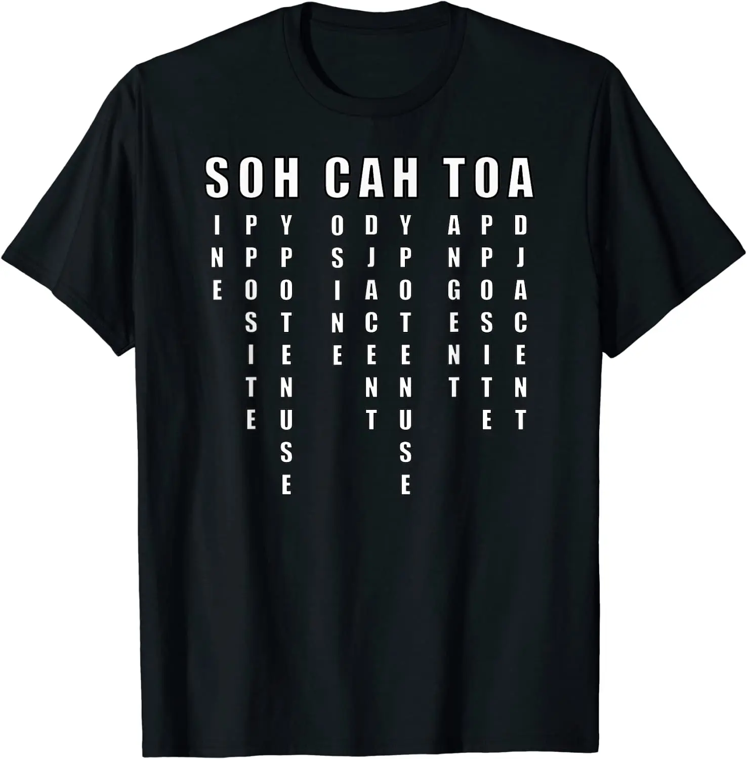 JoeHx Tees - Complete SOH CAH TOA Trigonometry Mnemonic T-Shirt